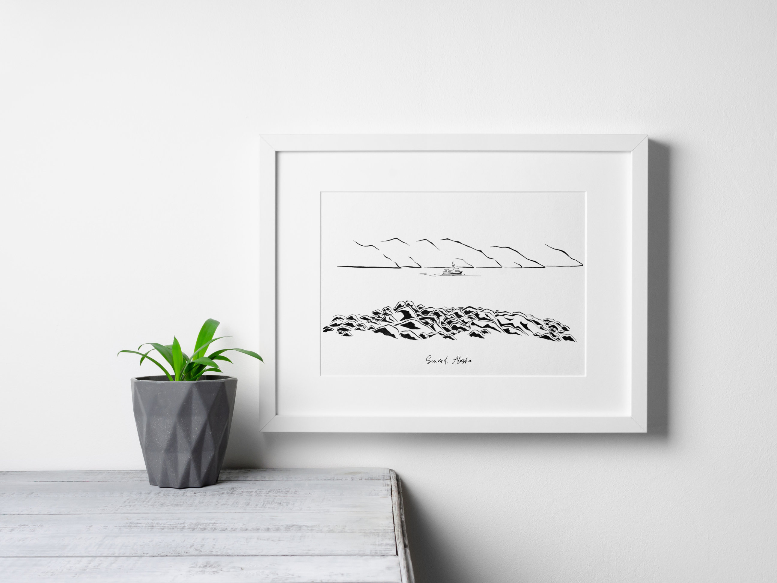 Seward | Alaska | Hand Drawn Line Art | Digital Download - Etsy