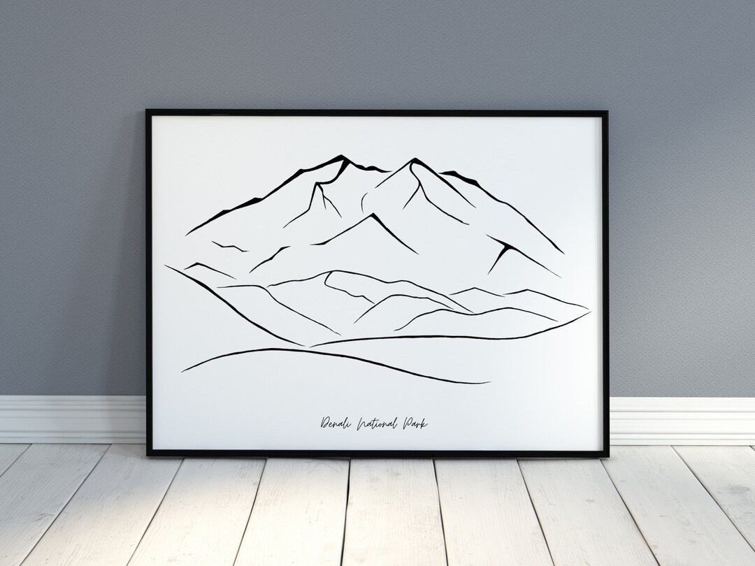 Denali | Denali National Park | Hand Drawn Line Art | Digital Download ...