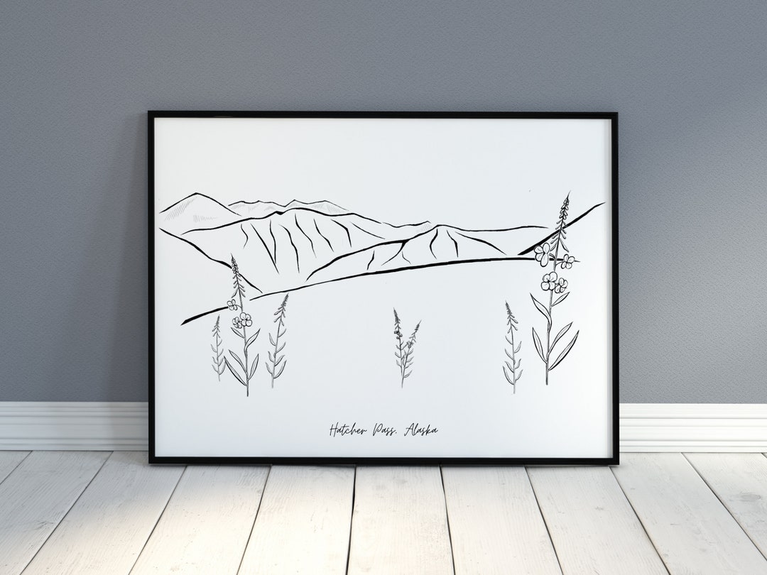 Hatcher Pass | Alaska | Hand Drawn Line Art | Digital Download - Etsy