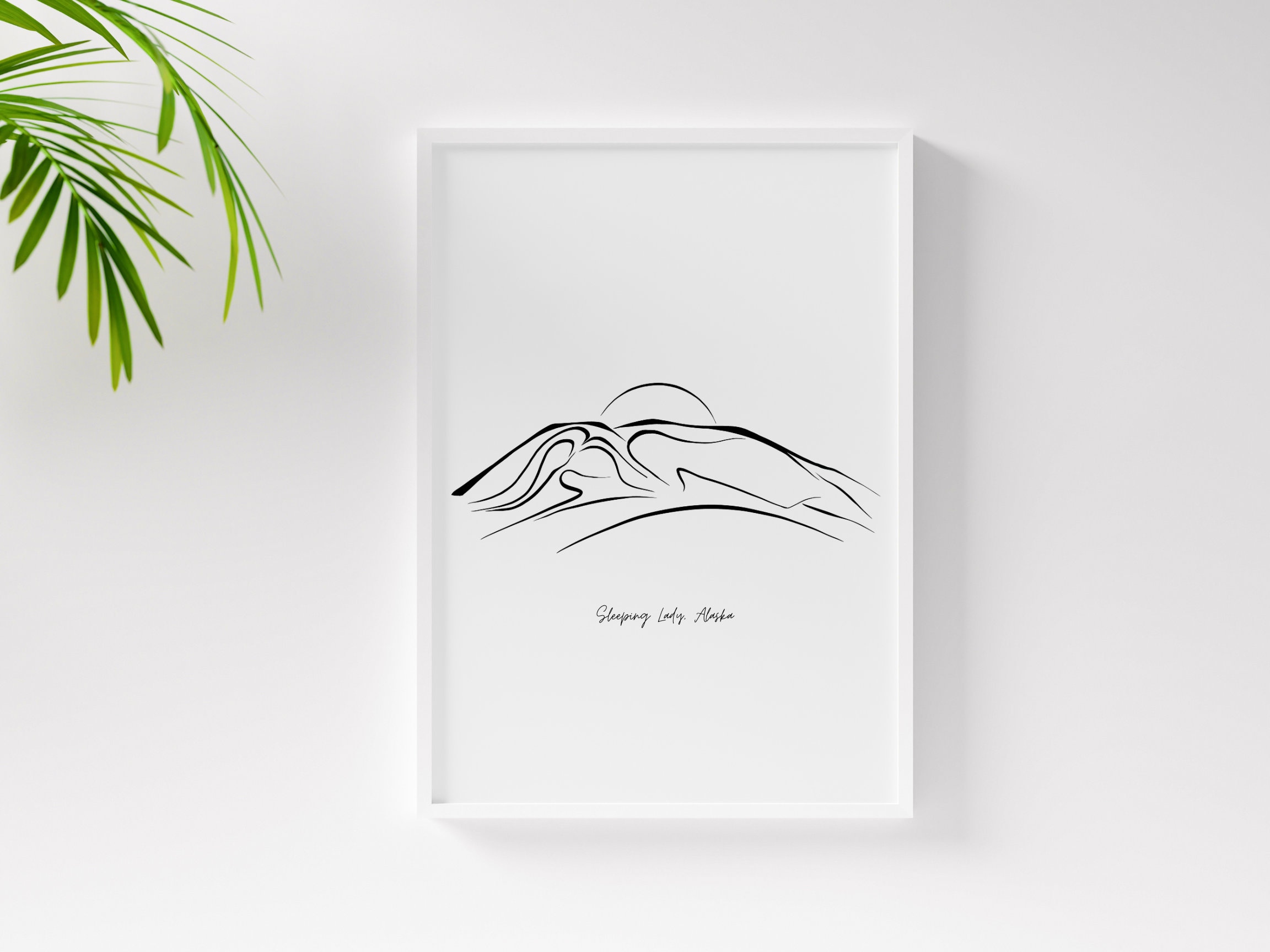 Sleeping Lady | Alaska | Mount Susitna | Hand Drawn Line Art | Digital ...