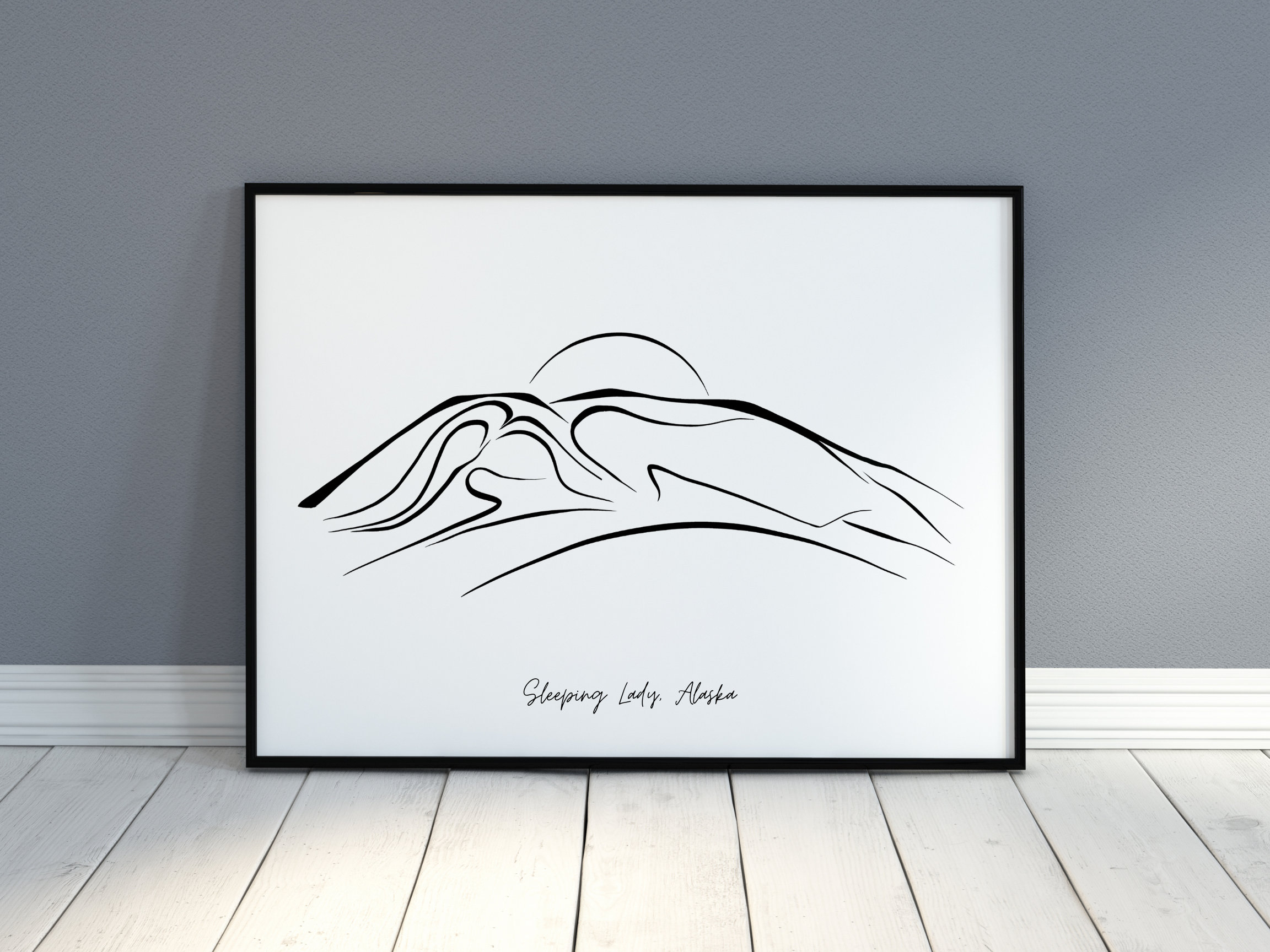 Sleeping Lady | Alaska | Mount Susitna | Hand Drawn Line Art | Digital ...
