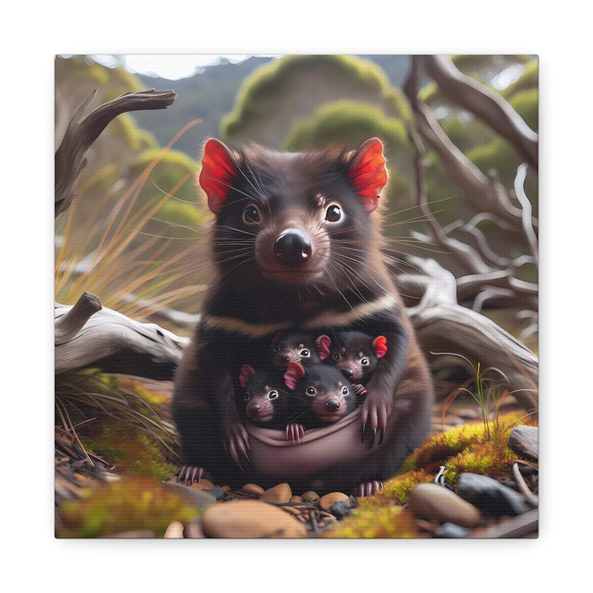 The Tasmanian Devil, With Its Young in Its Ventral Pouch. Wall Art ...