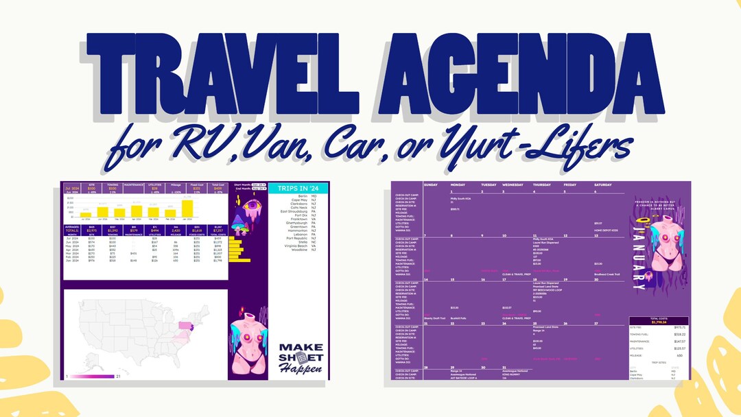 Travel Agenda RV Van-life Expense Tracker Maintenance Move Day ...