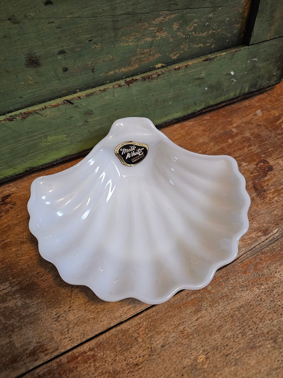 Vintage Milk Glass Seashell Dish Anchor Hocking - Etsy
