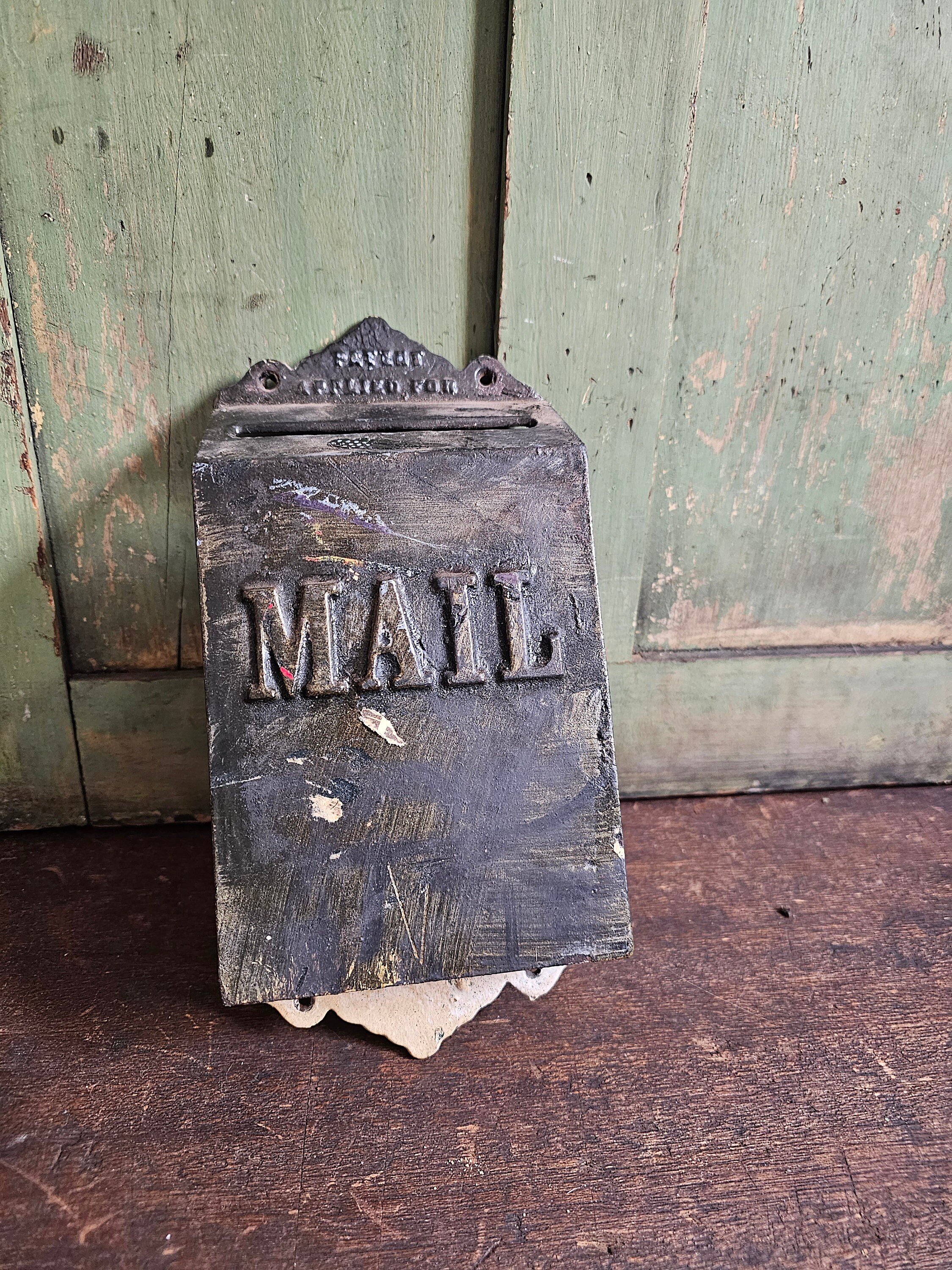 Antique Cast Iron Mailbox Slot Open Left Side Row House Old Home ...