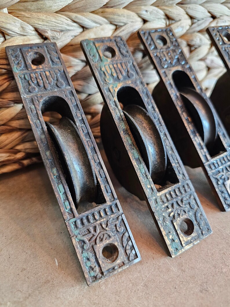 Set of 4 Eastlake Antique Victorian Sash Window Pulleys Architectural ...