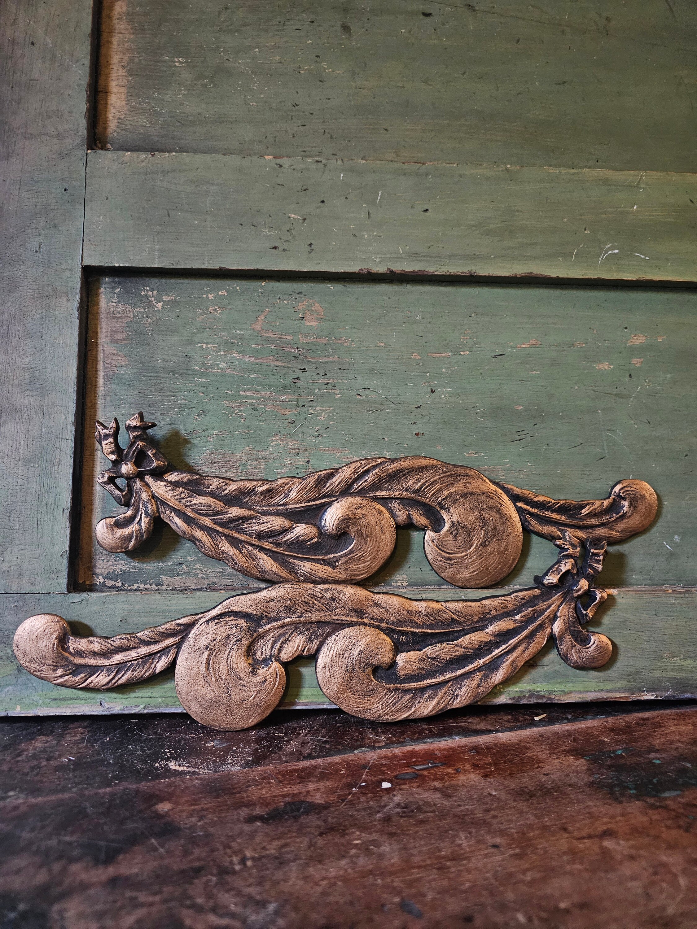 Antique Feather Cast Iron Hardware Wall Decor Door Pediment - Etsy