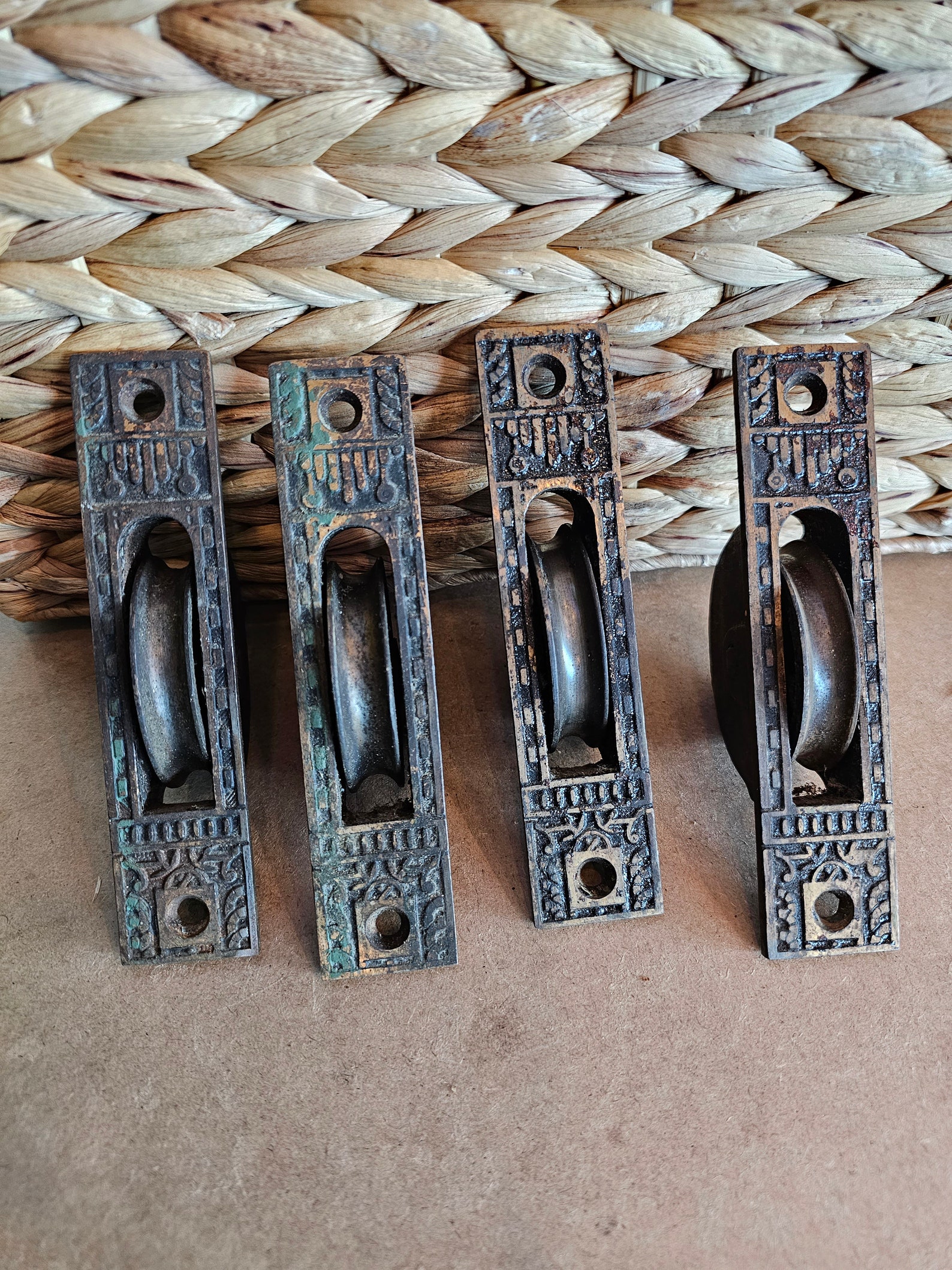Set of 4 Eastlake Antique Victorian Sash Window Pulleys Architectural ...