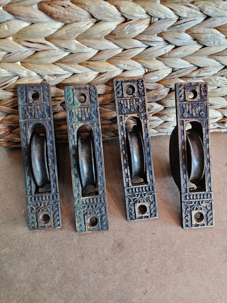 Set of 4 Eastlake Antique Victorian Sash Window Pulleys Architectural ...