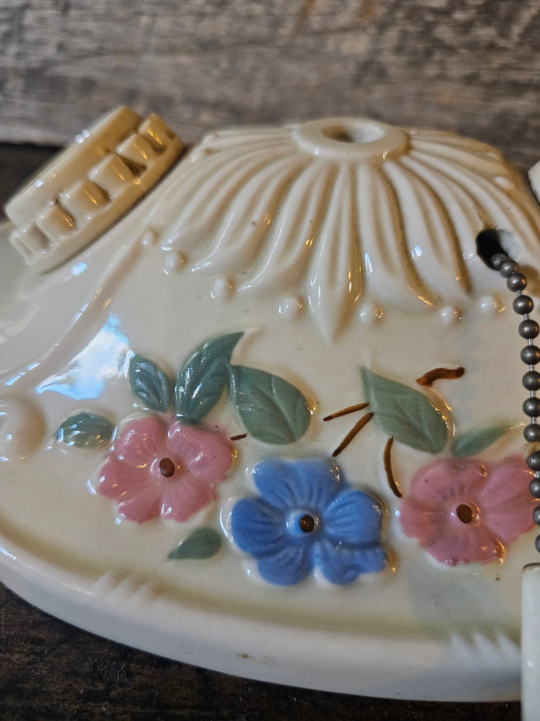 Antique Porcelain Light Fixture Architectural Salvage Floral Design ...