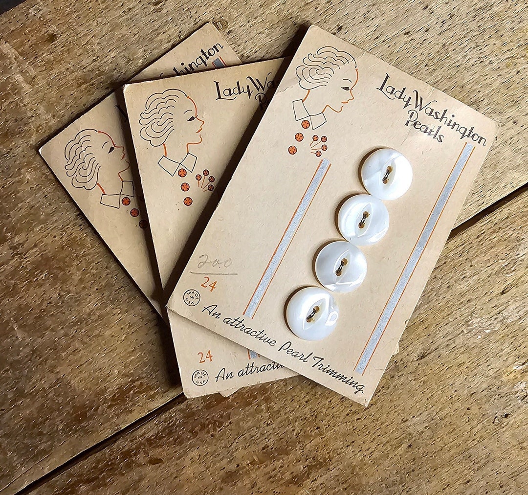Antique Mother of Pearl Lady Washington Buttons New Old Stock Set of 3 ...