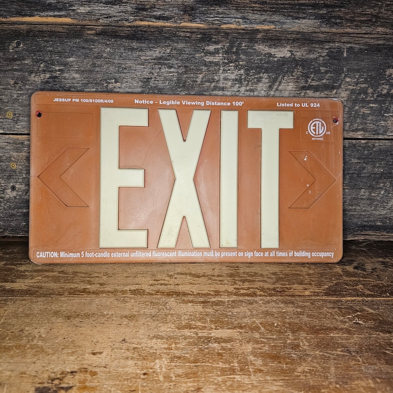 Ultra Glow 3D Exit Sign Photoluminescent 100ft Viewing Distance READ ...
