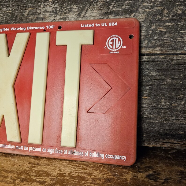 Ultra Glow 3D Exit Sign Photoluminescent 100ft Viewing Distance READ ...