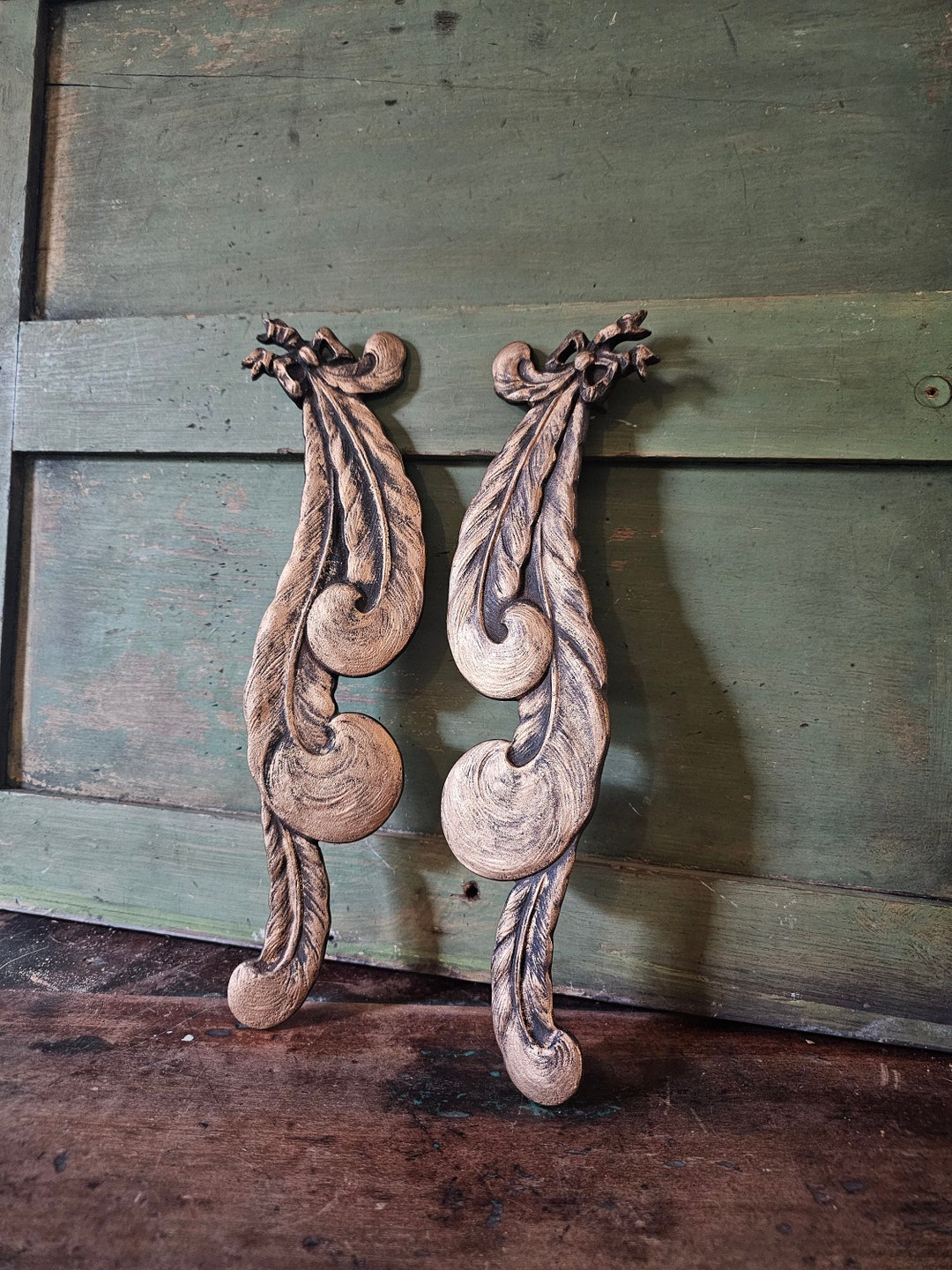 Antique Feather Cast Iron Hardware Wall Decor Door Pediment - Etsy