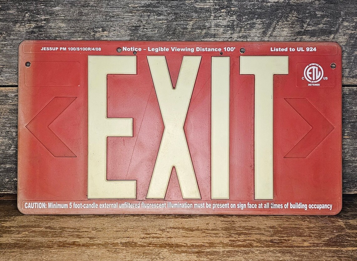 Ultra Glow 3D Exit Sign - Photoluminescent - 100ft Viewing Distance ...