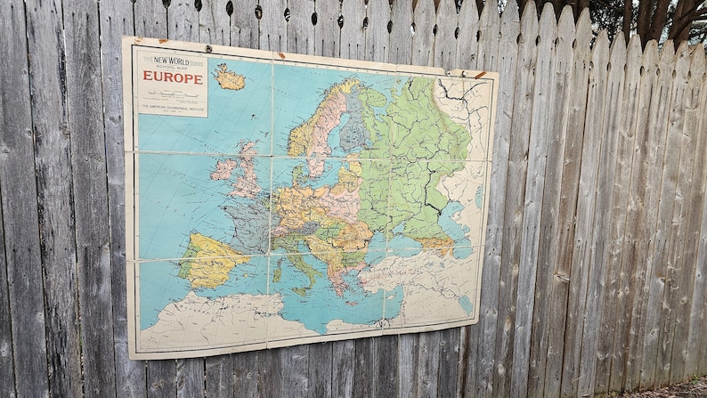 Antique School Map of Europe Linen Backed Cartography - Etsy