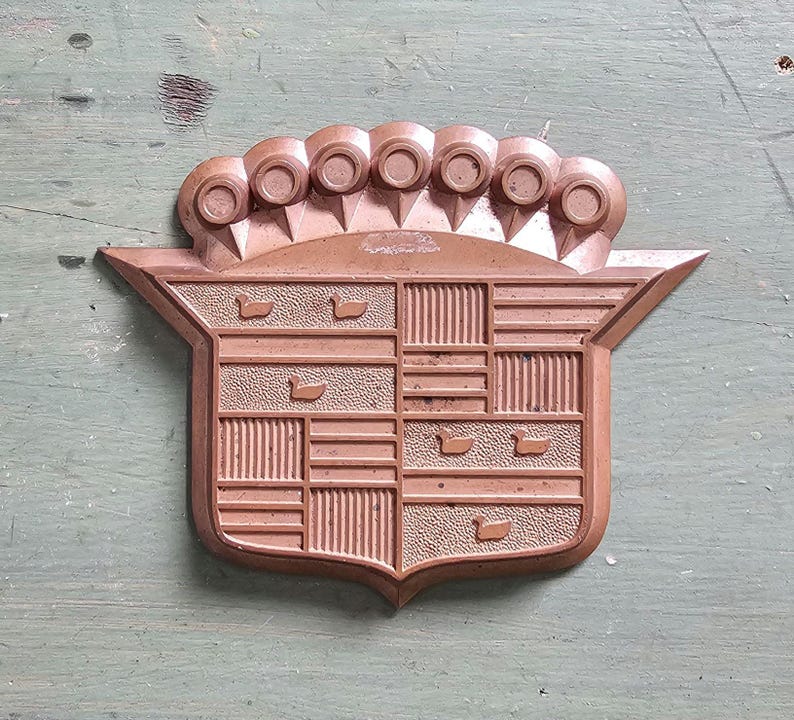 Vintage Bronze Cadillac Emblem Prototype • Mid-century Auto Casting ...