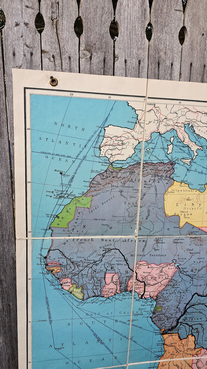 Antique Linen Backed School Map - Africa American Geographical ...