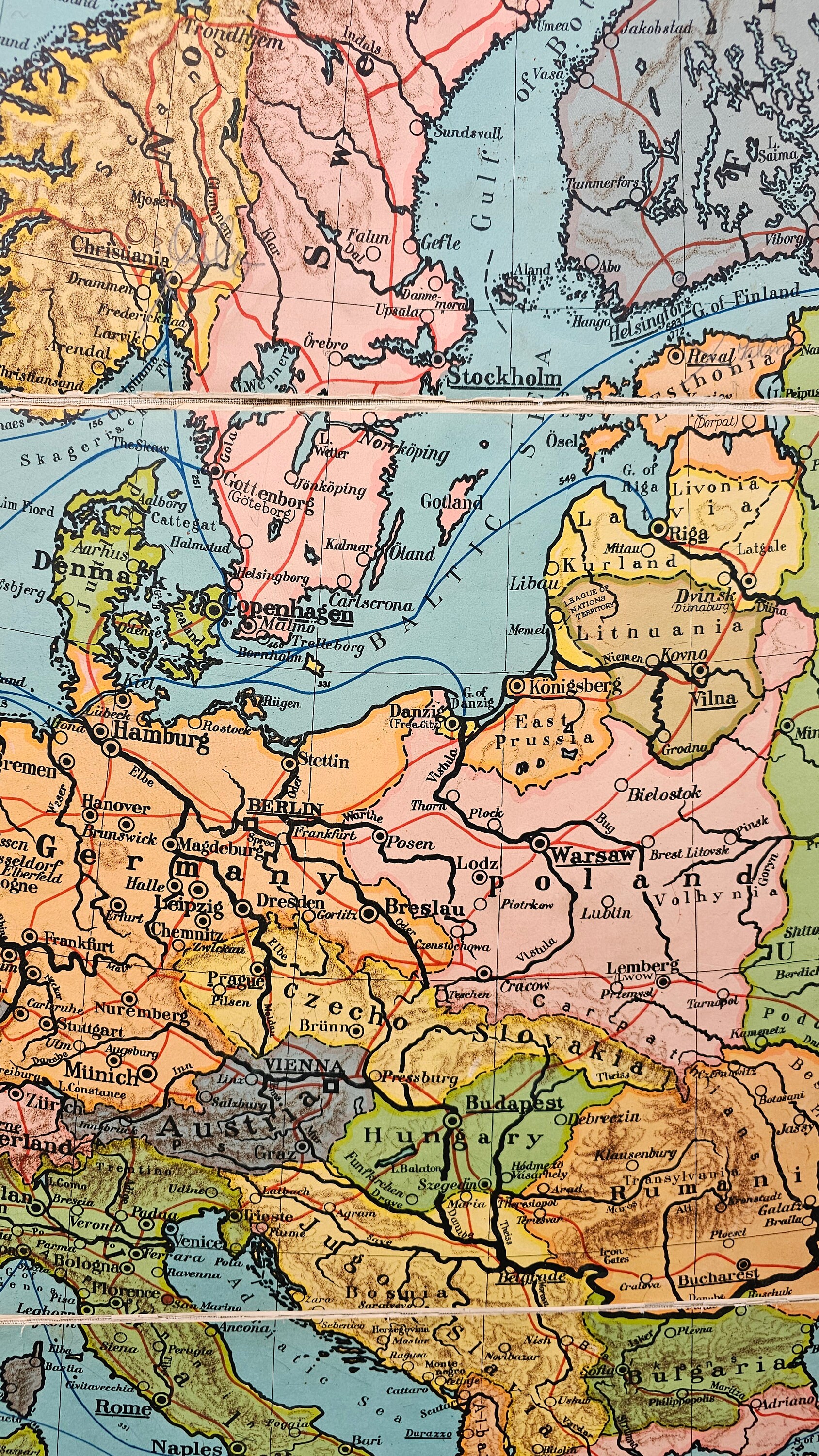 Antique School Map of Europe Linen Backed Cartography - Etsy