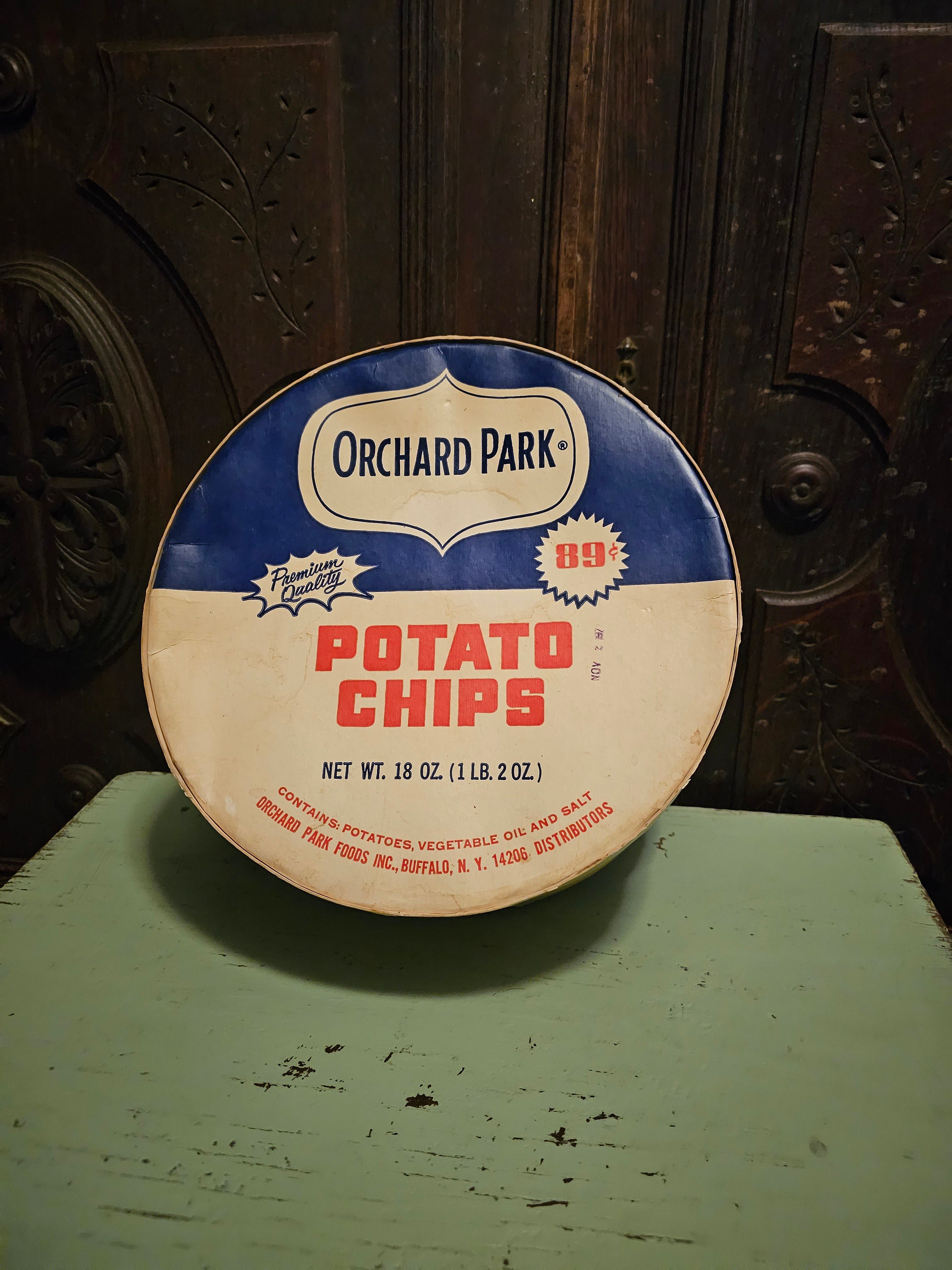 VINTAGE Orchard Park Park Potato Chip Container - Etsy