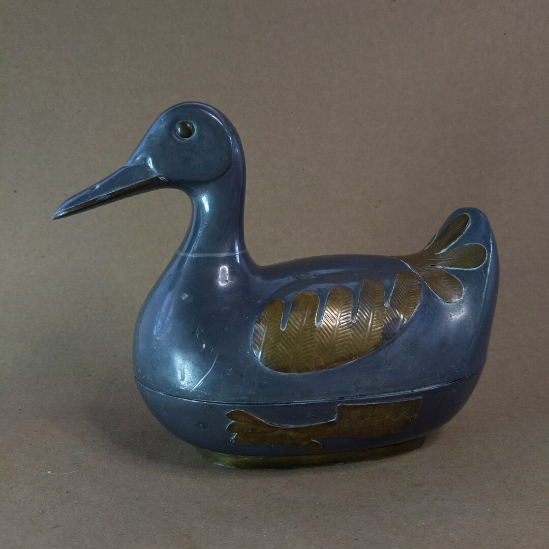 Vintage Pewter & Copper Duck Trinket Box, Decorative Animal Decor - Etsy