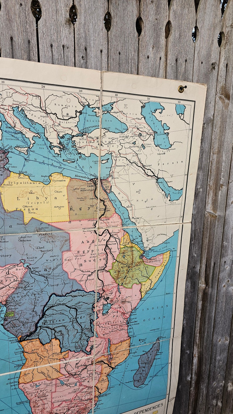 Antique Linen Backed School Map - Africa American Geographical ...