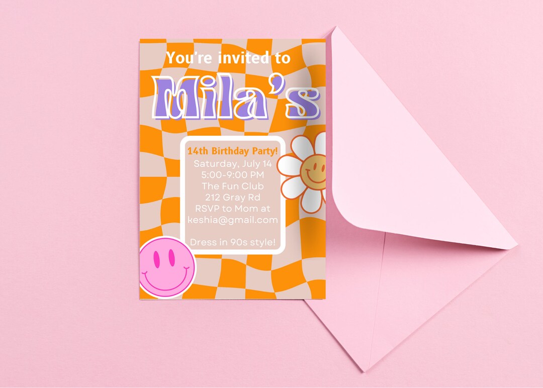 Kids Teens 90s Checkerboard Stickers Smiley Face Birthday - Etsy