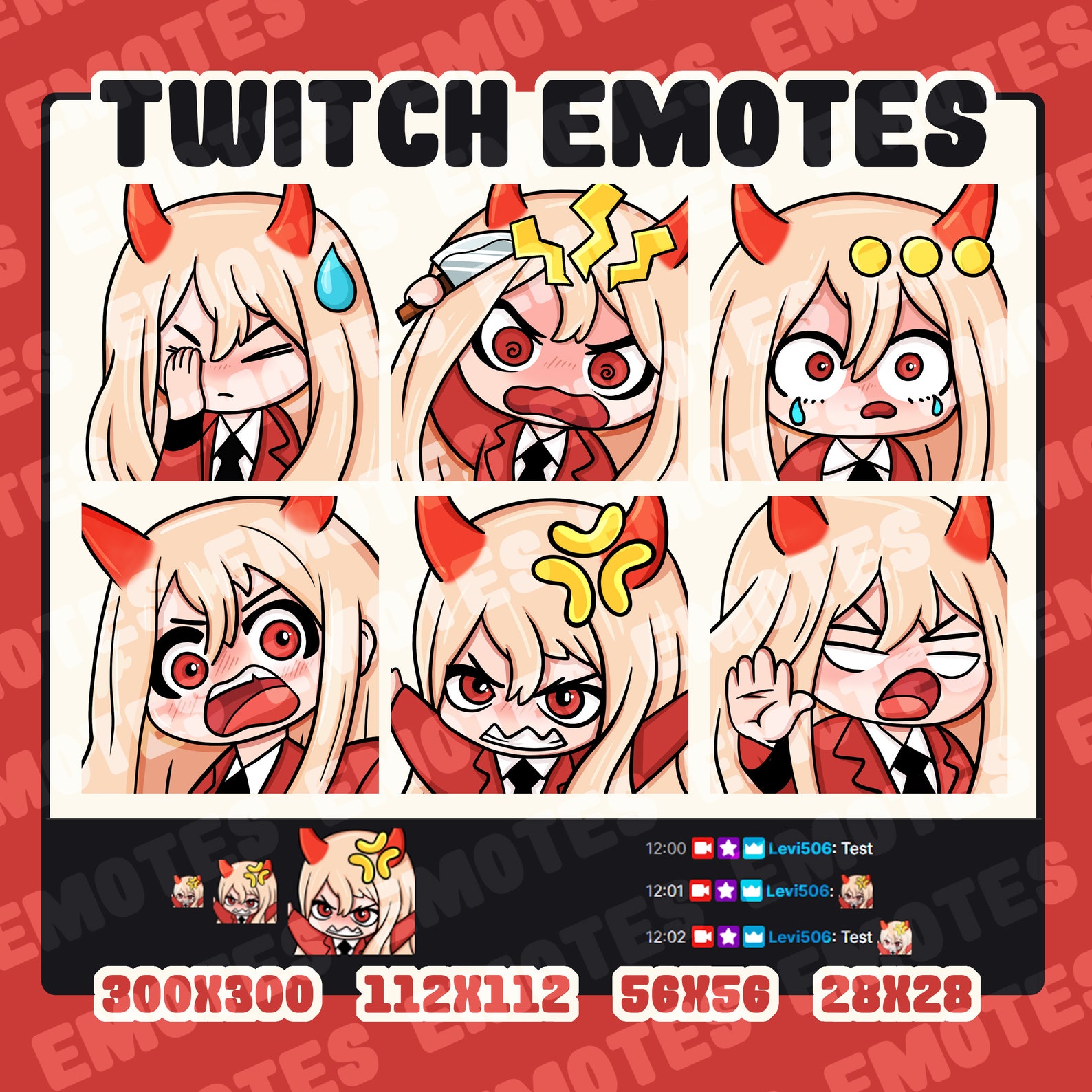 Kawaii Cute Chibi Power / Chainsaw Man / Anime Emote Pack Youtube ...