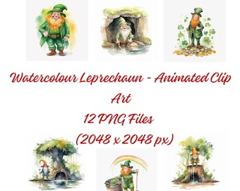 12 Watercolour Leprechaun Clipart Animated Characters, Mystical ...