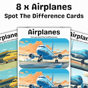 Spot the Difference - Set of 8 Airplanes Themed With Answer Sheet ...