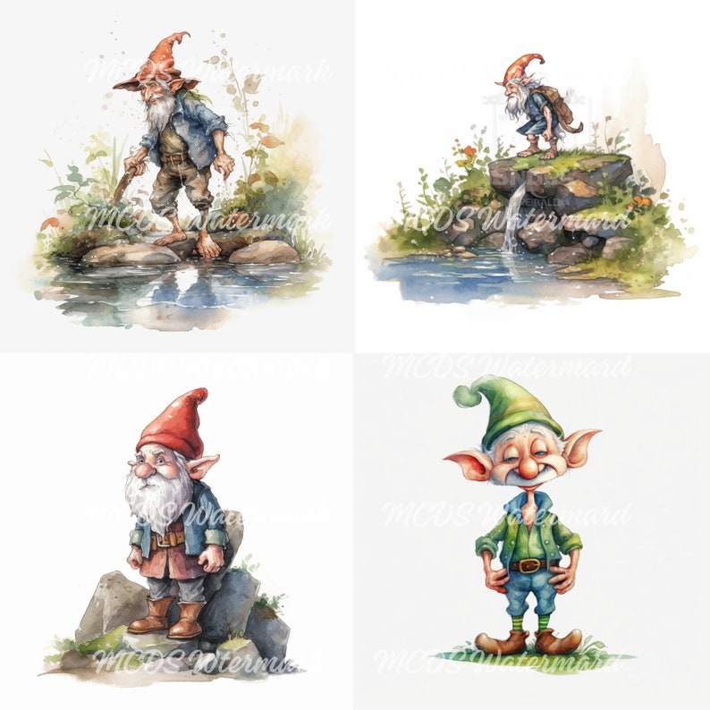 12 Watercolour Elf Clipart Animated Characters, Fantasy Watercolor ...