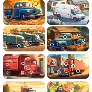 Spot the Difference - Set of 8 Trucks & Vans Themed With Answer Sheet ...