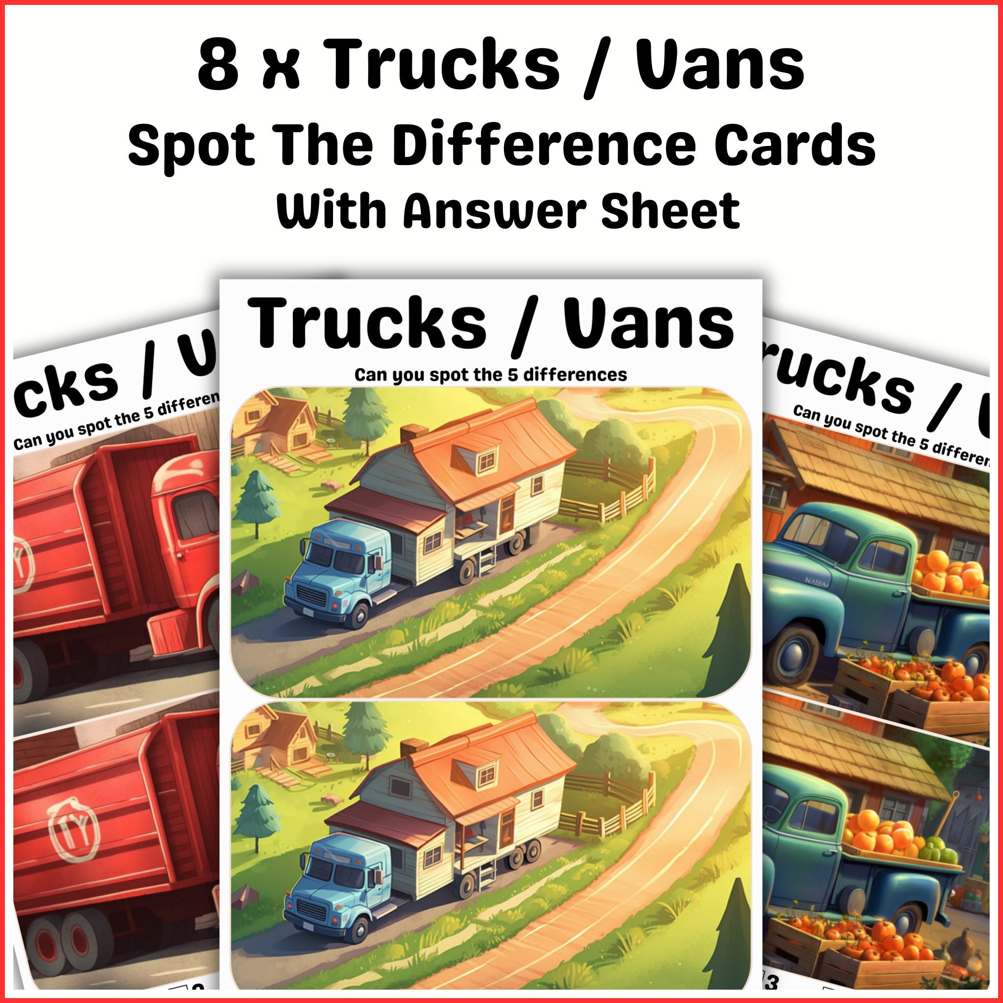 Spot the Difference - Transport Collection - 5 Themed Sets, Cars Trucks ...