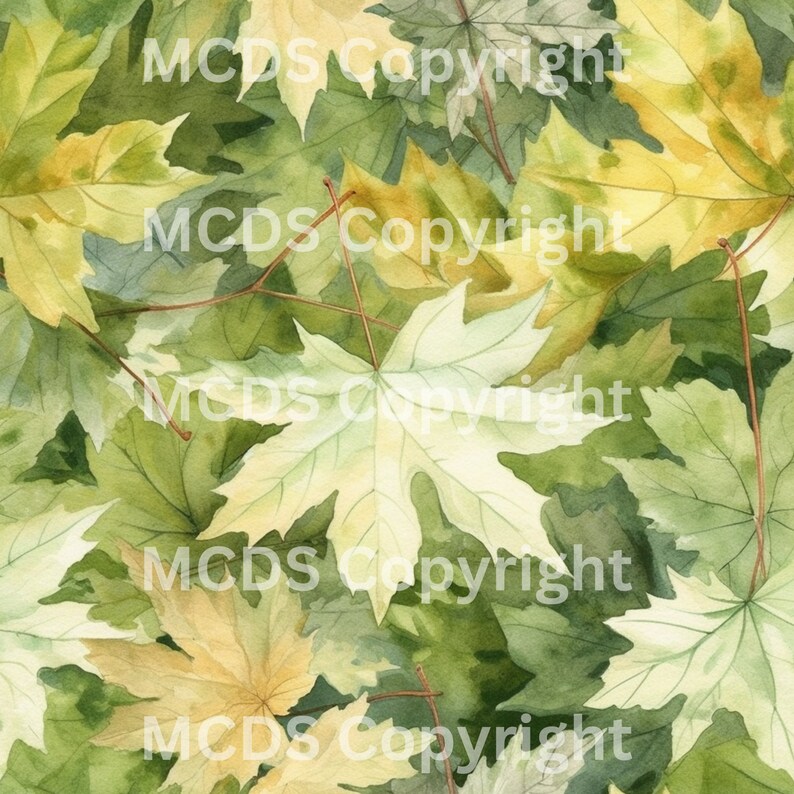 12 Watercolour Maple Leaves Digital Tile Pattern Leaf Print for ...