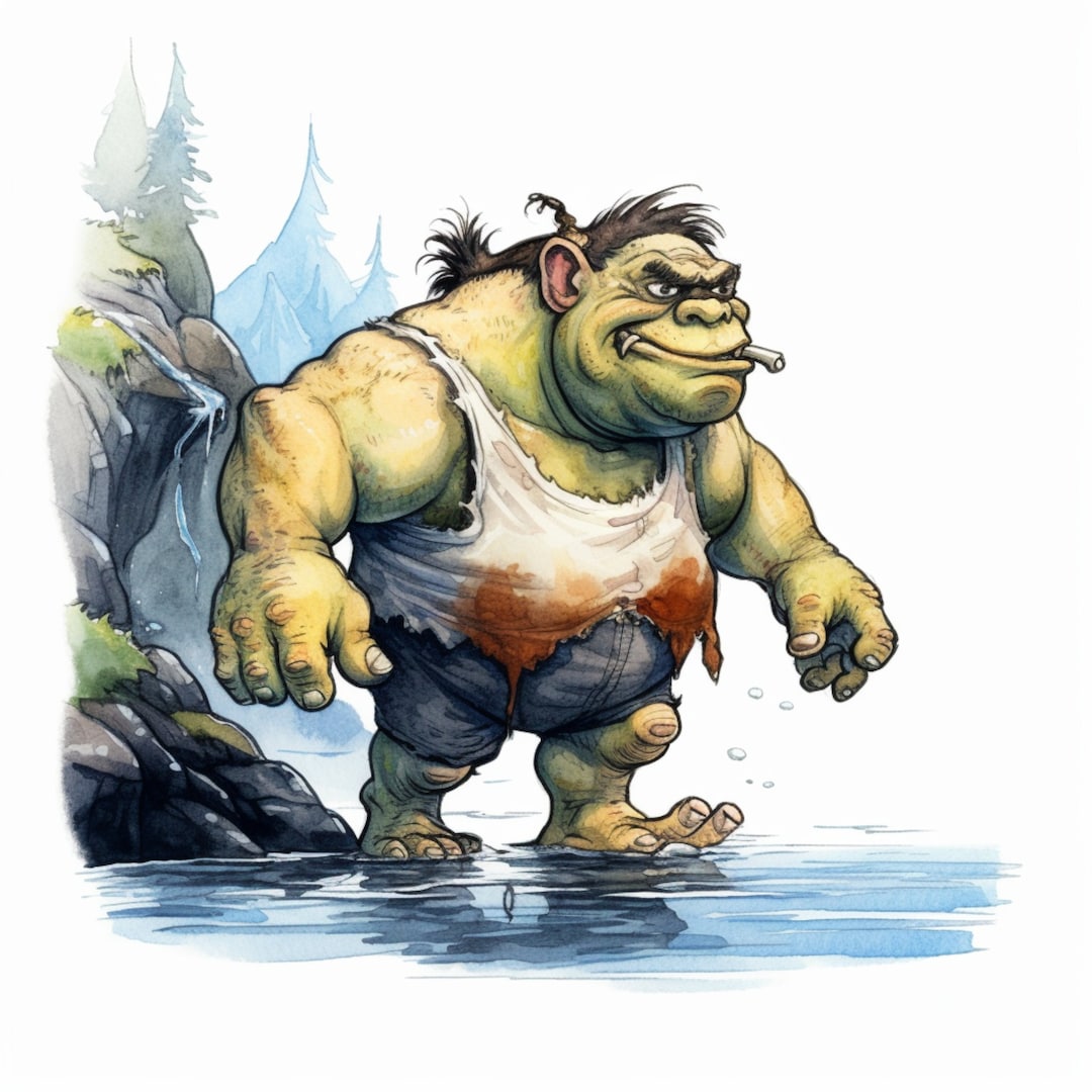 12 Watercolour Ogres Clipart Animated Characters, Mystical Watercolor ...