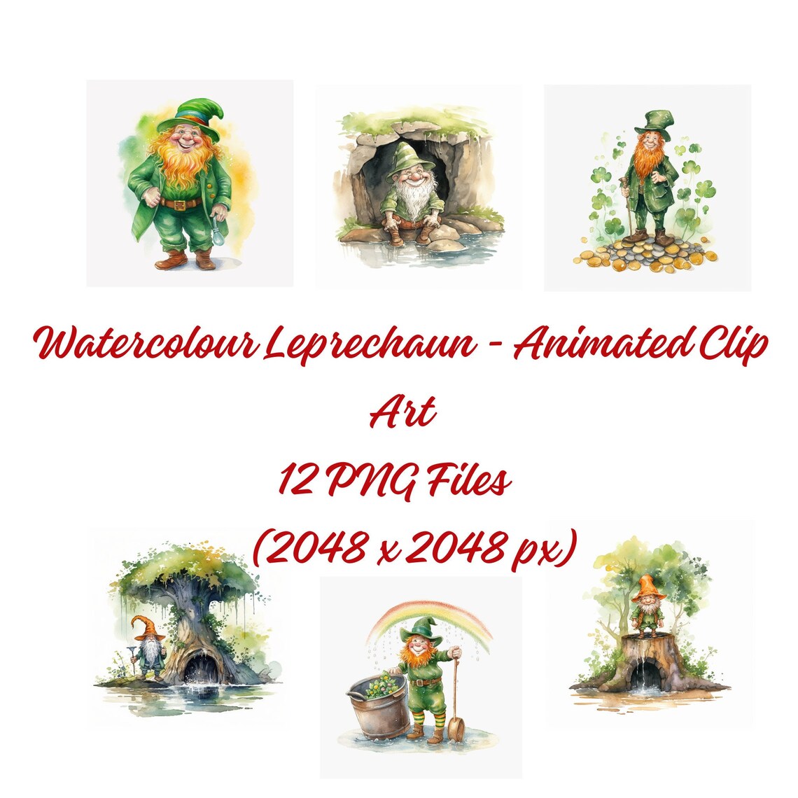 12 Watercolour Leprechaun Clipart Animated Characters, Mystical ...