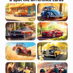 Spot the Difference - Set of 8 Cars Themed With Answer Sheet - Digital ...