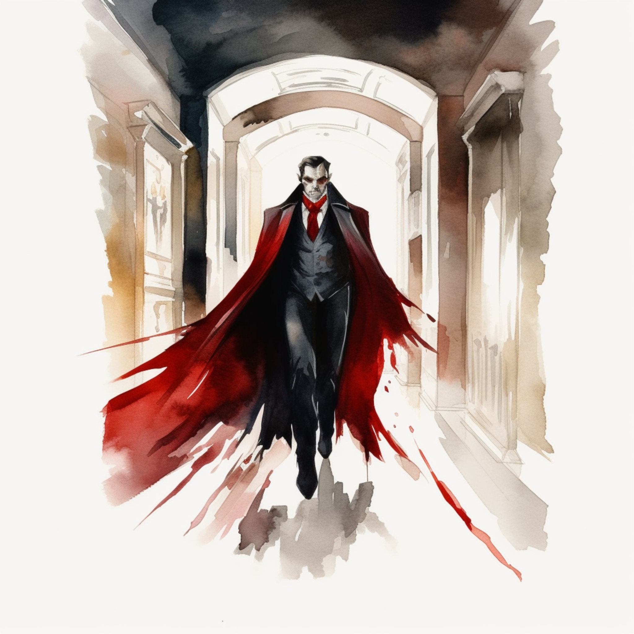 12 Watercolour Vampires Clipart Animated Characters, Mystic Watercolor ...