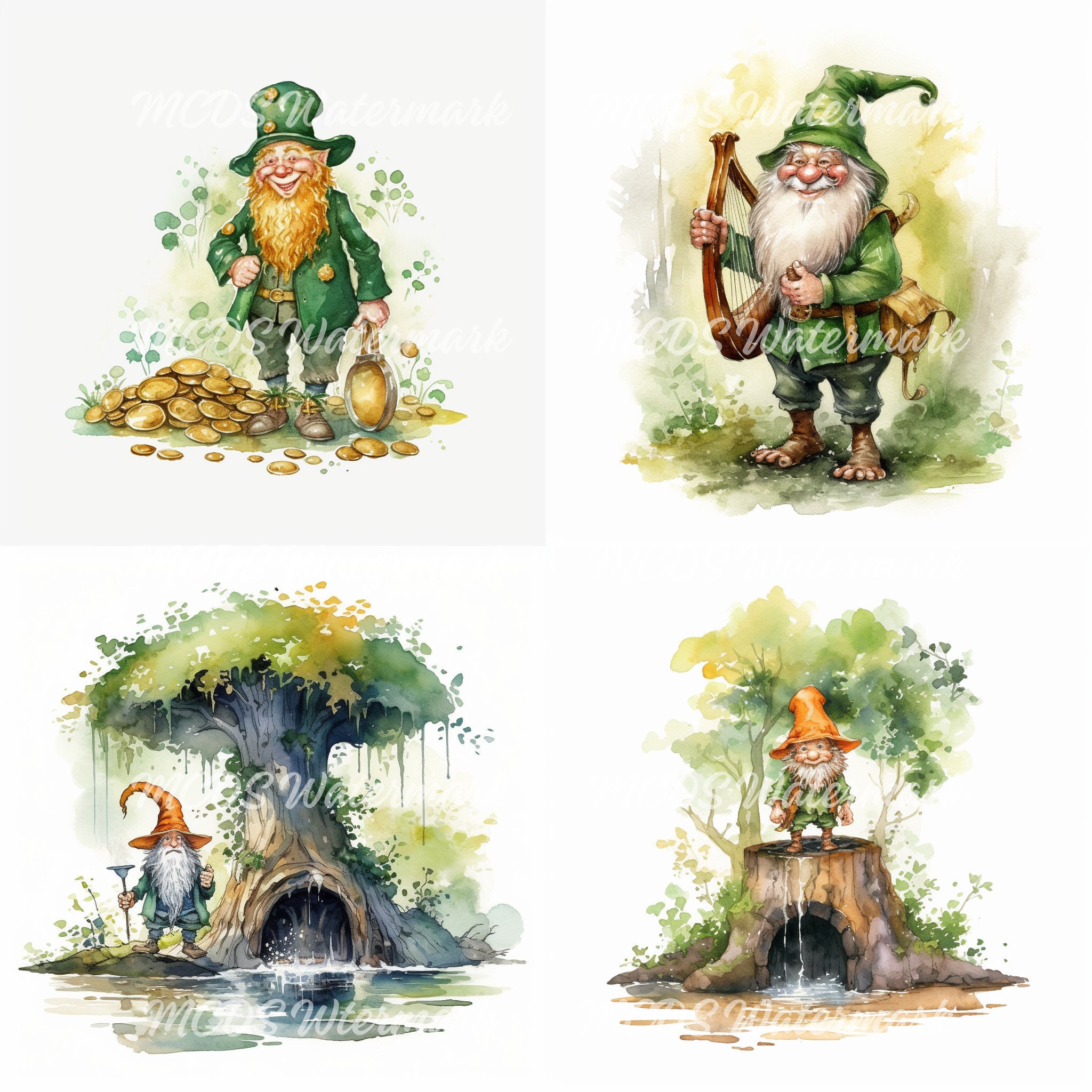 12 Watercolour Leprechaun Clipart Animated Characters, Mystical ...