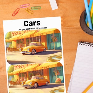 Spot the Difference - Set of 8 Cars Themed With Answer Sheet - Digital ...