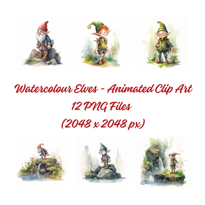 12 Watercolour Elf Clipart Animated Characters, Fantasy Watercolor ...