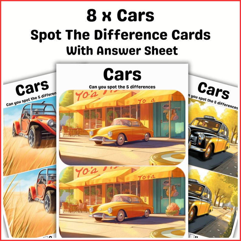 Spot the Difference - Transport Collection - 5 Themed Sets, Cars Trucks ...