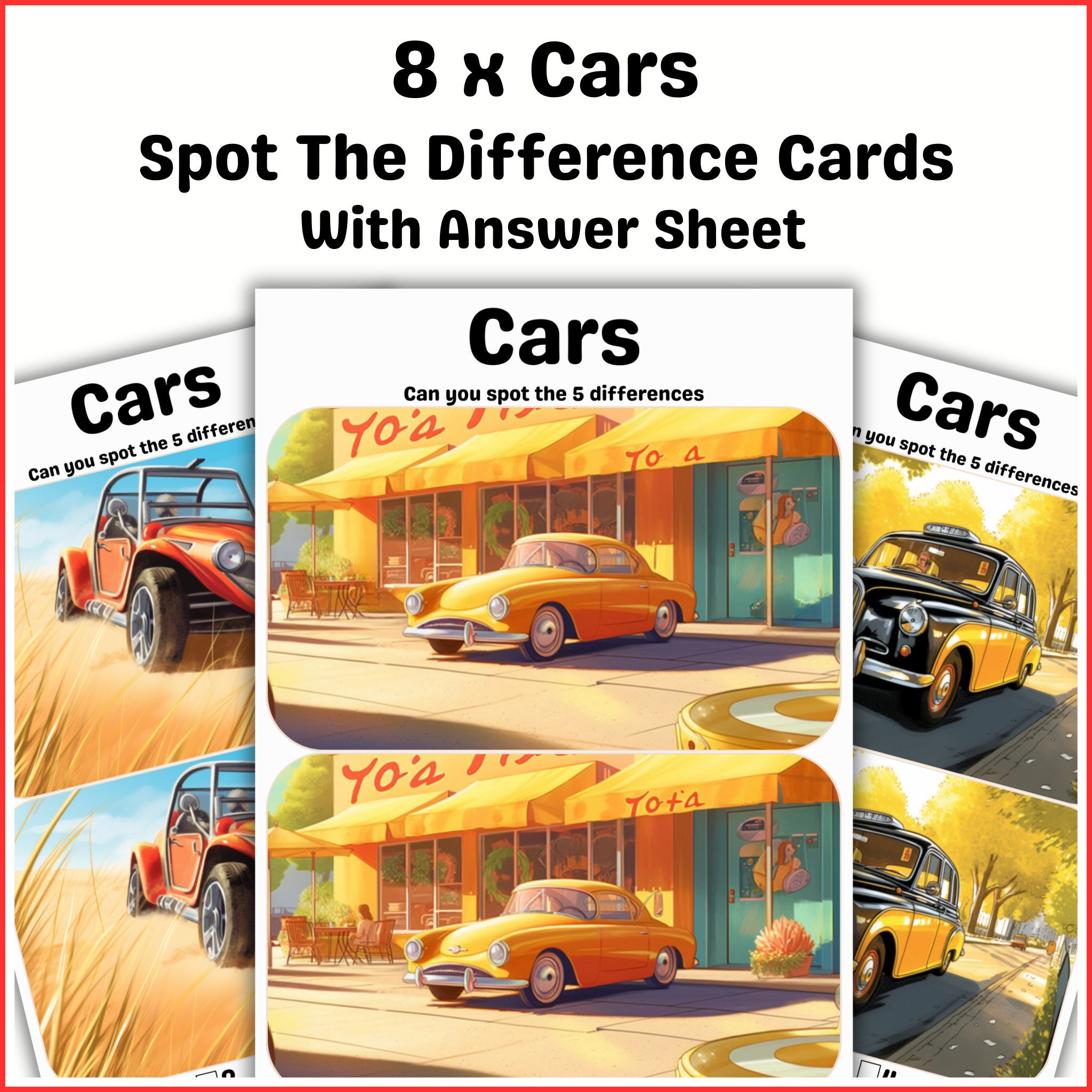 Spot the Difference - Transport Collection - 5 Themed Sets, Cars Trucks ...