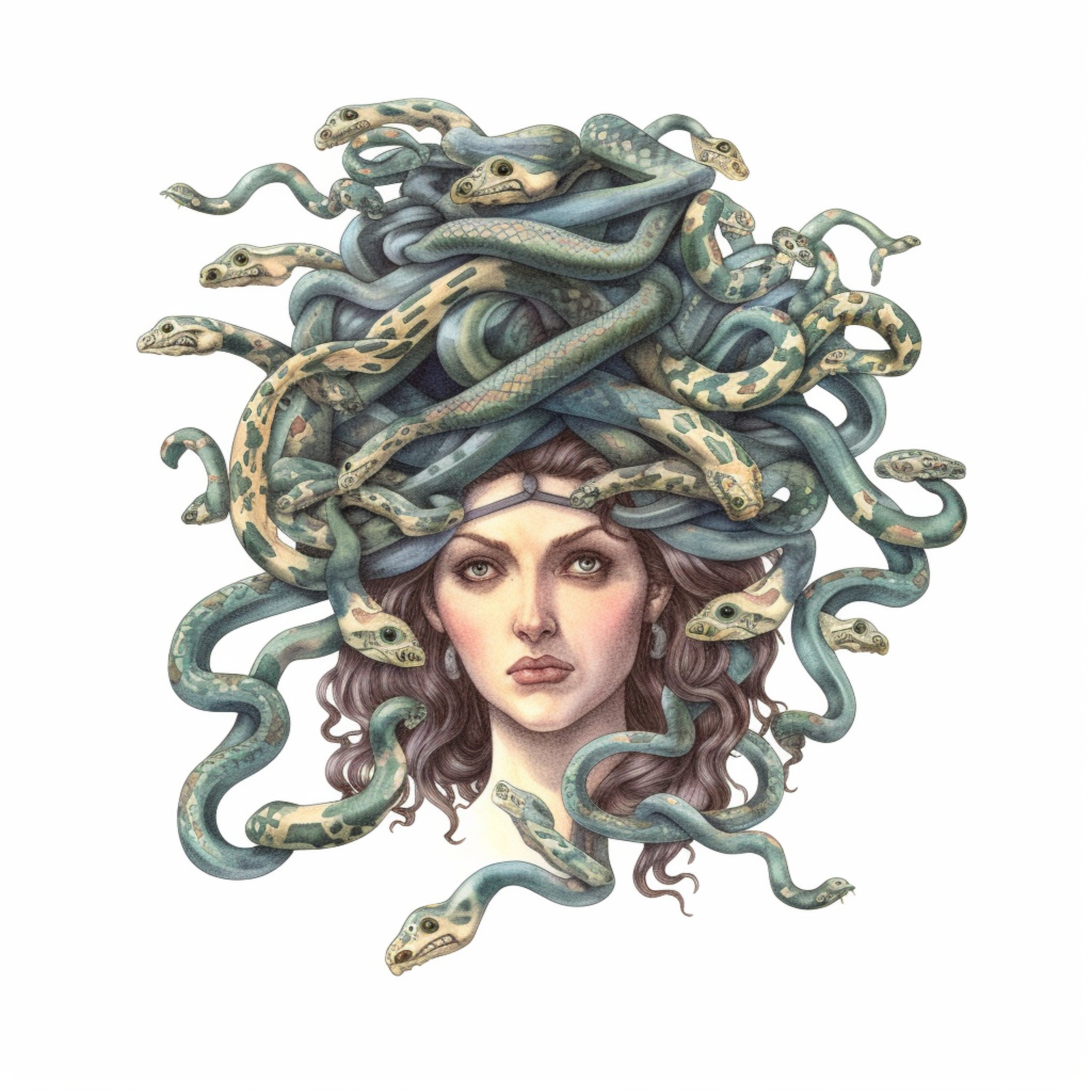 12 Watercolour Medusa Clipart Animated Characters, Mystic Watercolor ...