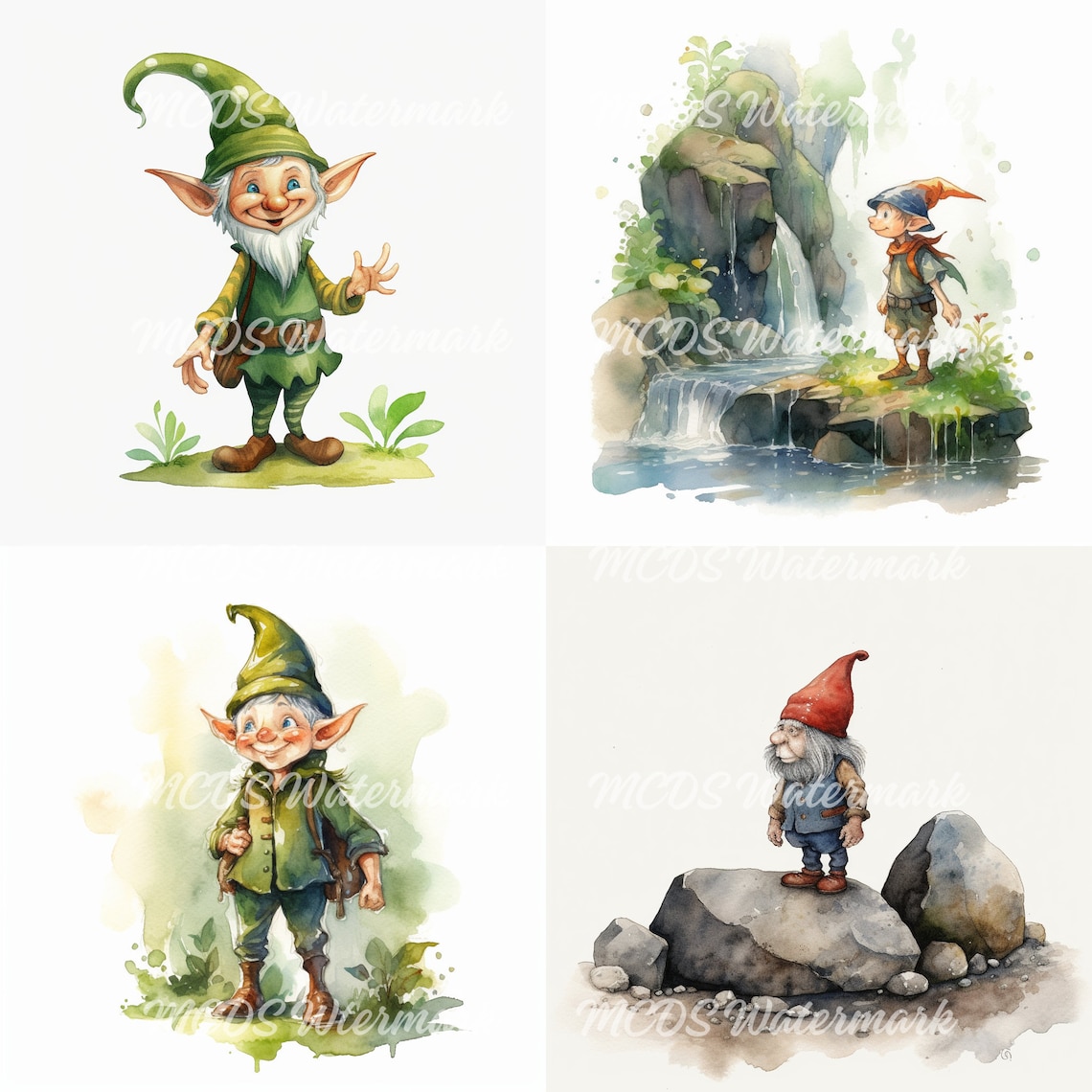 12 Watercolour Elf Clipart Animated Characters, Fantasy Watercolor ...