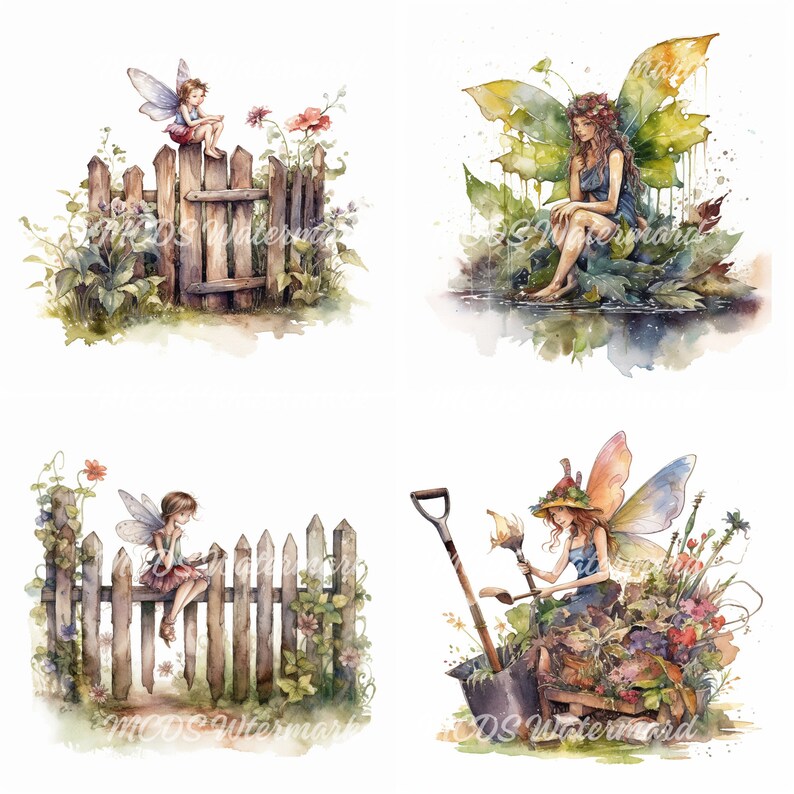 12 Watercolour Fairies Clipart Animated Characters, Mystical Watercolor Fairies, Magical Images ...