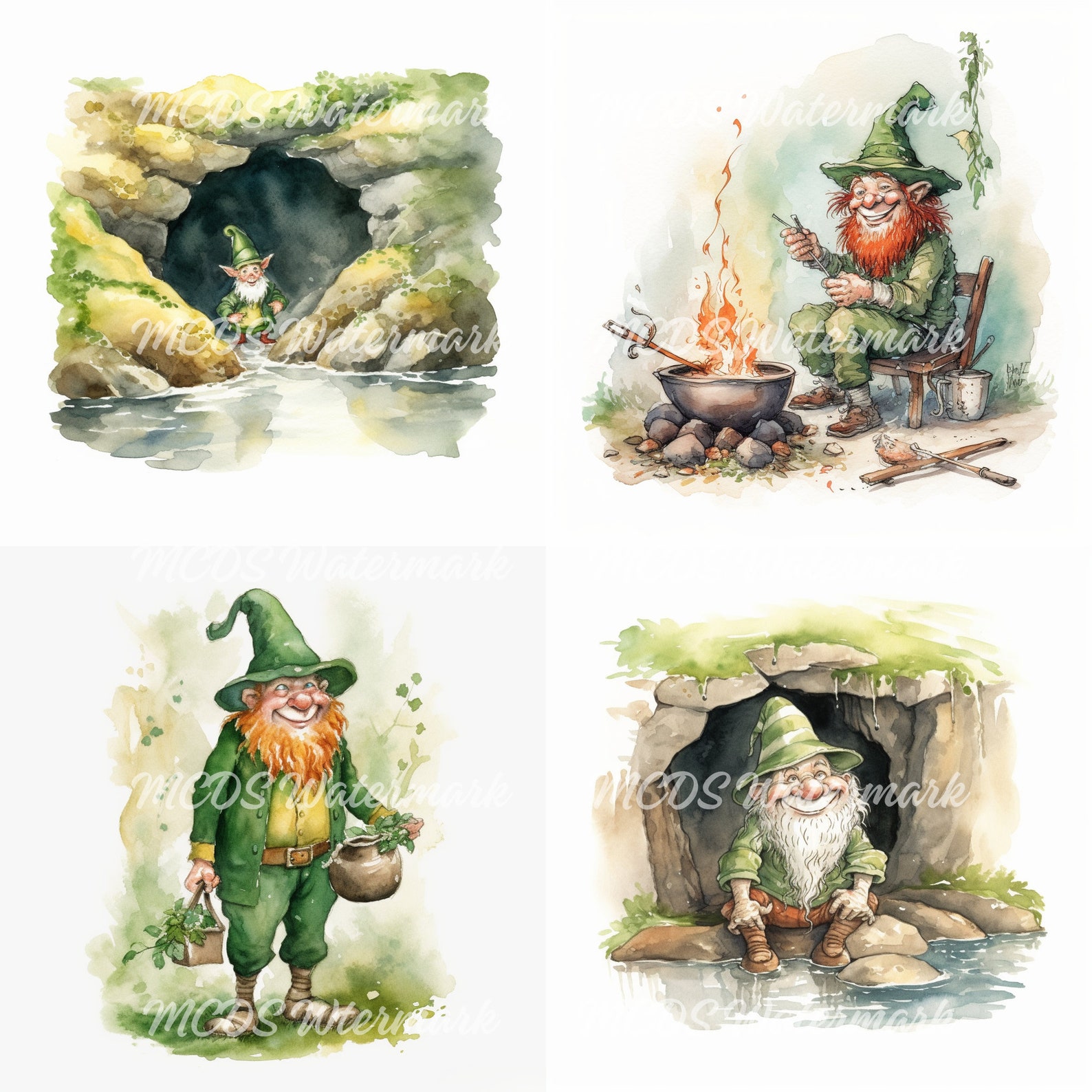 12 Watercolour Leprechaun Clipart Animated Characters, Mystical ...
