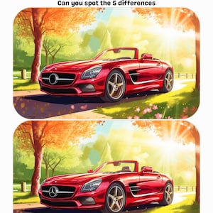 Spot the Difference - Set of 8 Cars Themed With Answer Sheet - Digital ...