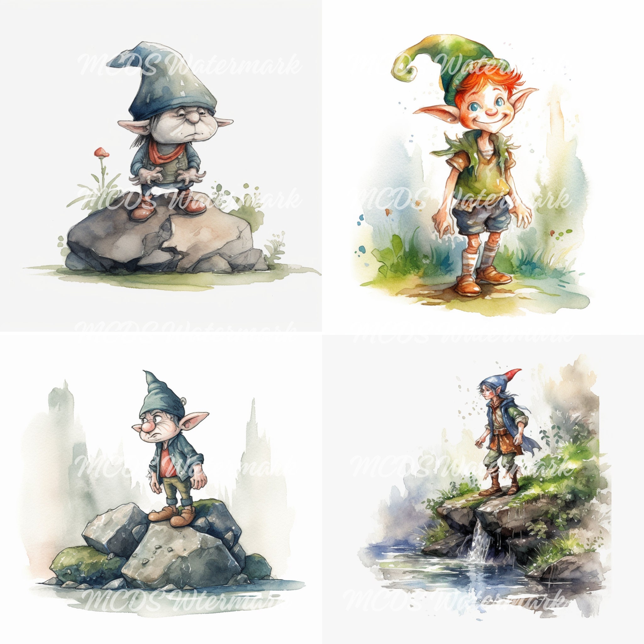 12 Watercolour Elf Clipart Animated Characters, Fantasy Watercolor ...