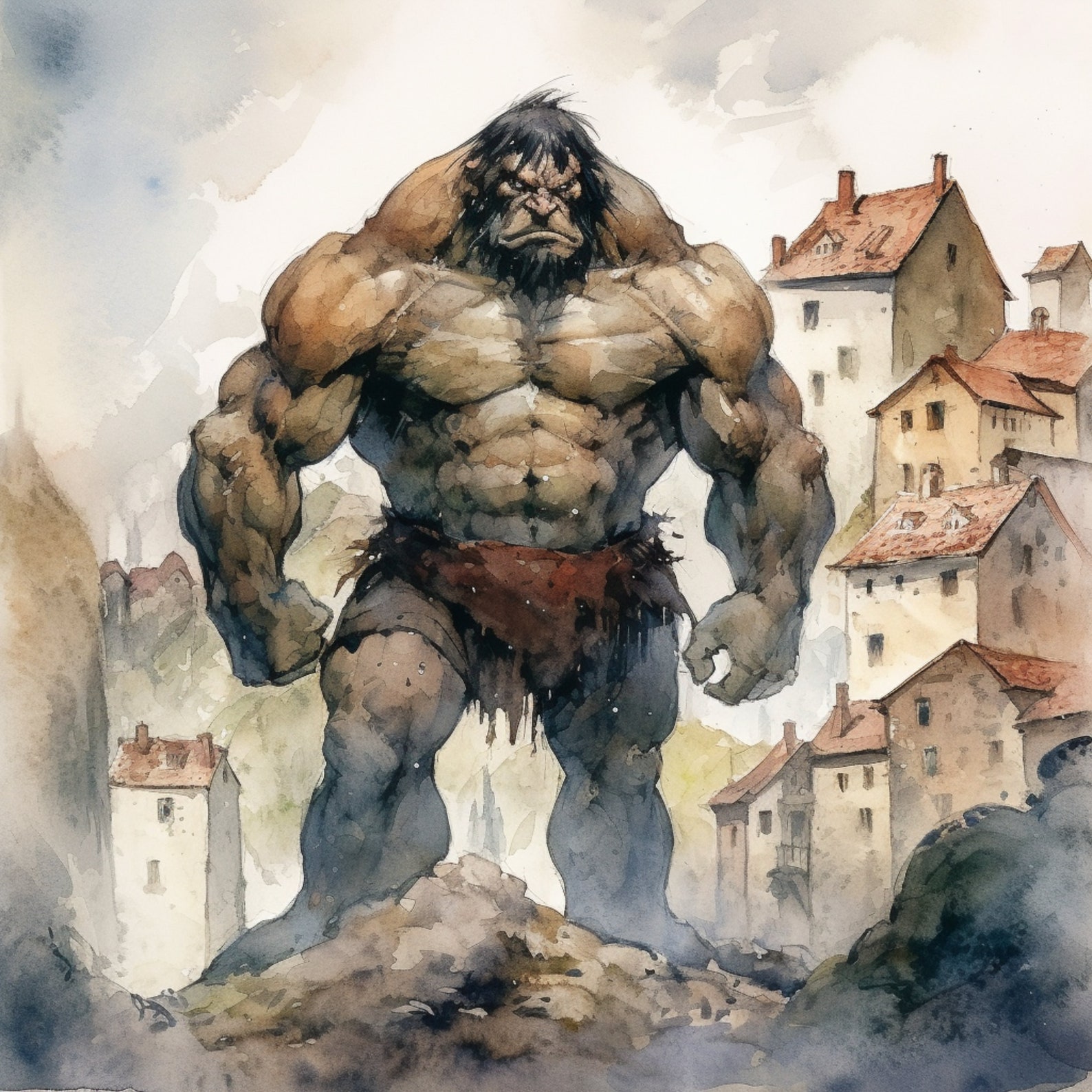 12 Watercolour Giant's Clipart Animated Characters, Mystic Watercolor ...